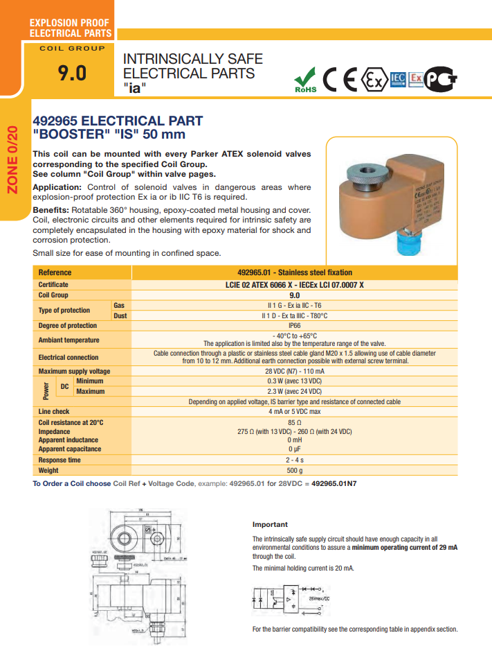 Coil điện Parker 492965 - Cao Đạt TAE Co.,LTD