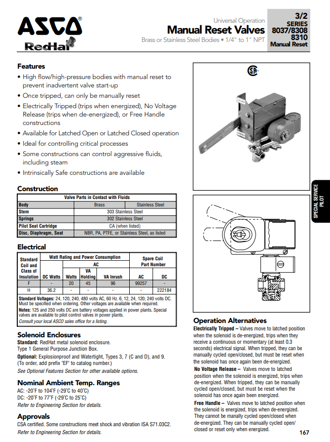 ASCO Manual reset valve series: 8037, 8308, 8310 - Cao Đạt TAE Co.,LTD