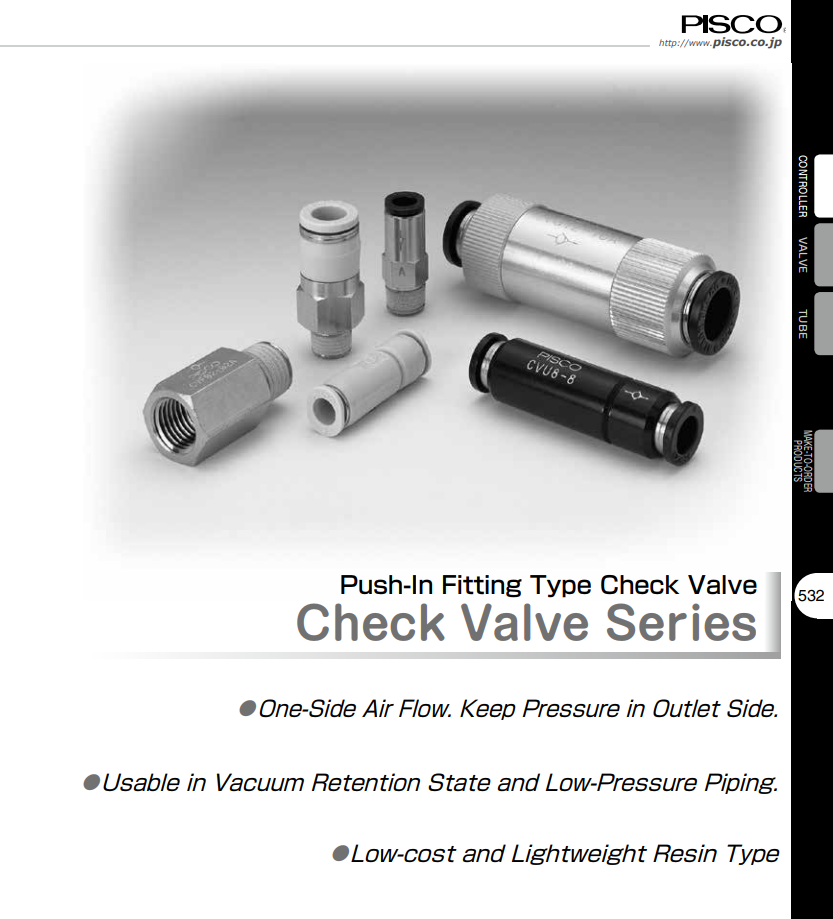 Check valve Pisco: CVC, CVPC, CVU, CVPU, CVG, CVF, CVPF, CVLU, PCVLU ...