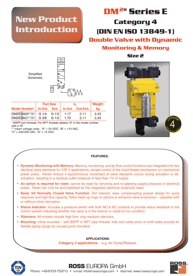 ROSS DM2: Series E double valve - CÔNG TY TNHH THƯƠNG MẠI THIẾT BỊ TỰ ...
