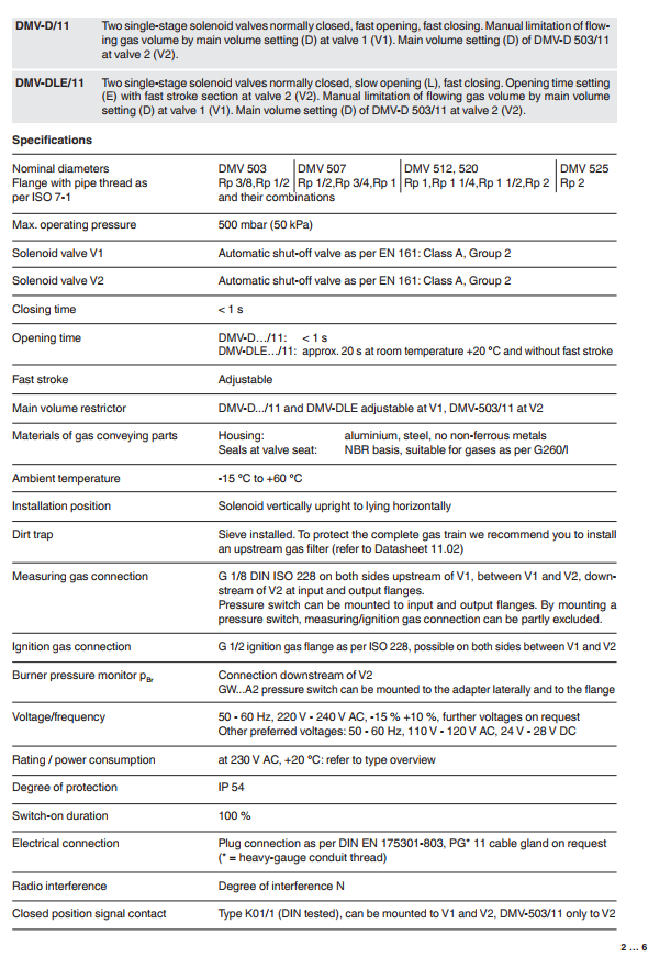 Van điện từ gas DMV-D(LE)/11 DMV-DLE/11-DUNGS - Cao Đạt TAE Co.,LTD