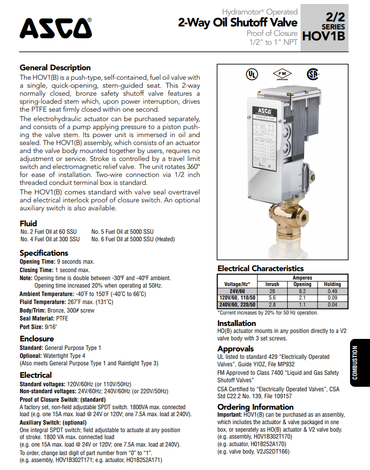 ASCO Oil shutoff valve series: HOV1B - Cao Đạt TAE Co.,LTD