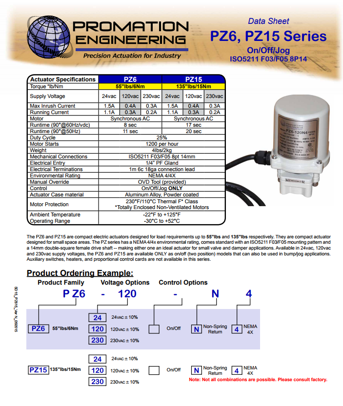 Bộ điện điều khiển van PZ6 , PZ15 Promation - Cao Đạt TAE Co.,LTD