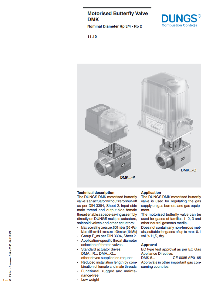 Motor van DMK...-P/DMK...-Q - DUNGS - CÔNG TY TNHH THƯƠNG MẠI THIẾT BỊ ...