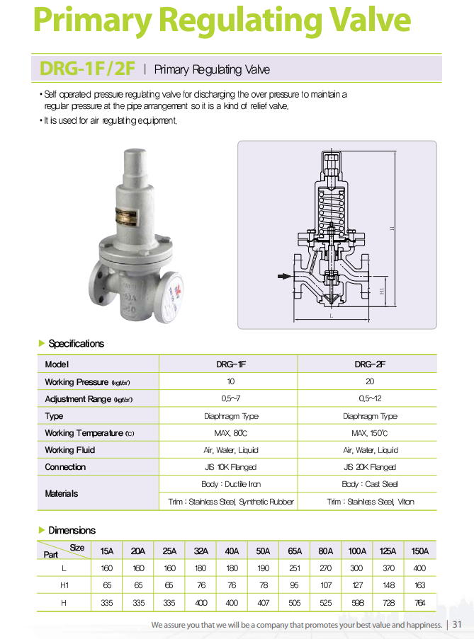 Primary regulating valve DRG-1F/2F - CÔNG TY TNHH THƯƠNG MẠI THIẾT BỊ ...